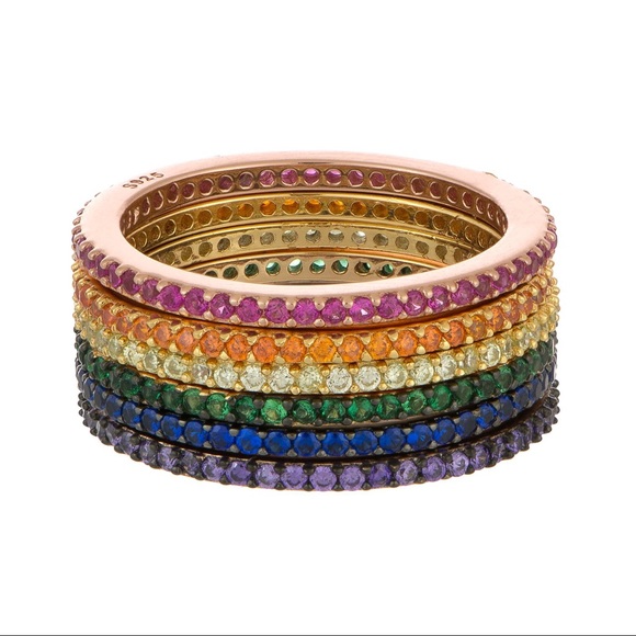 Urban Accessories NYC | Jewelry | Rainbow Stacked Ringsstacked Rings ...